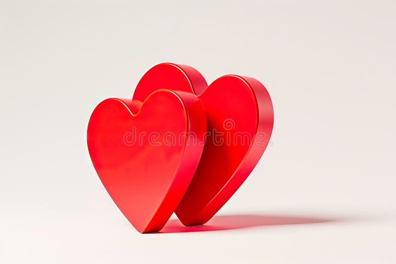 Delicately Shaded Red Hearts with a Soft Matte Surface, Representing ...