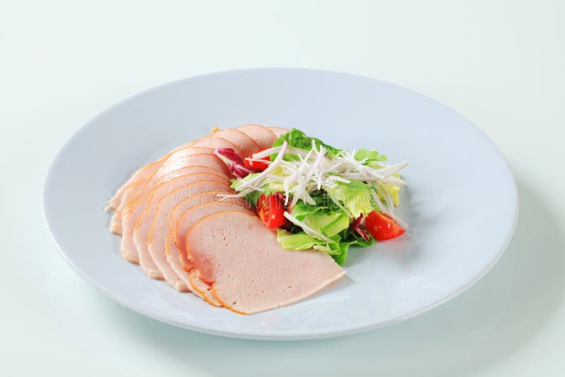 Delicately Sliced Chicken Ham Stock Photo - Image of breast, green ...