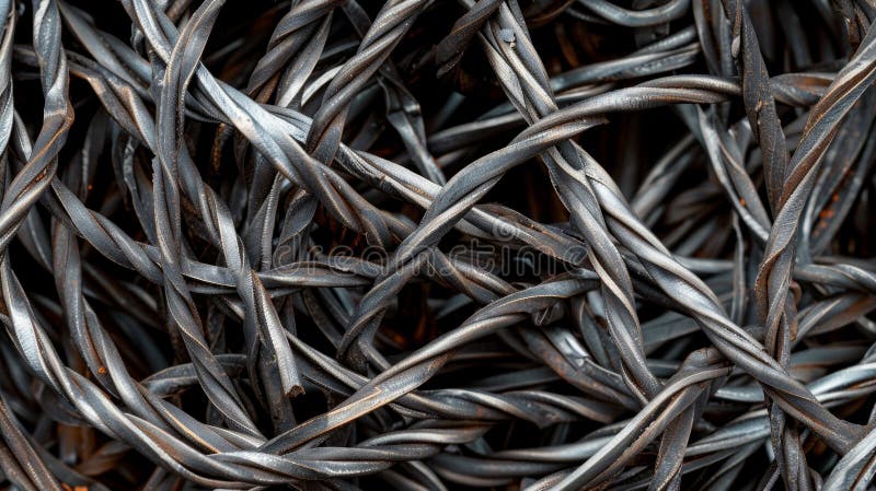 Delicately Twisted Steel Wire Strands Caught in a Thick Layer of ...
