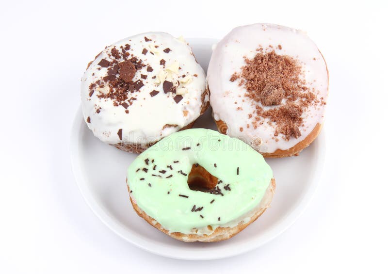 Deliciosos Donuts Aislados En Blanco Imagen de archivo - Imagen de ...