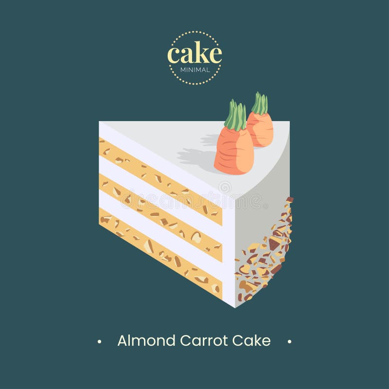 Delicious Almond Carrot Cake in Flat and Minimal Style Stock Vector ...