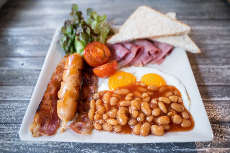 Delicious American Breakfast for Eat Stock Photo - Image of tomato ...