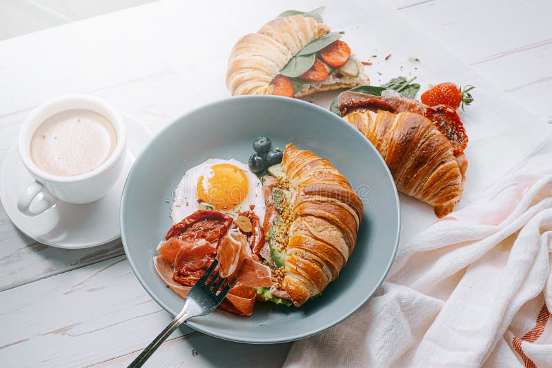Delicious American Croissants for Breakfast Stock Image - Image of flat ...