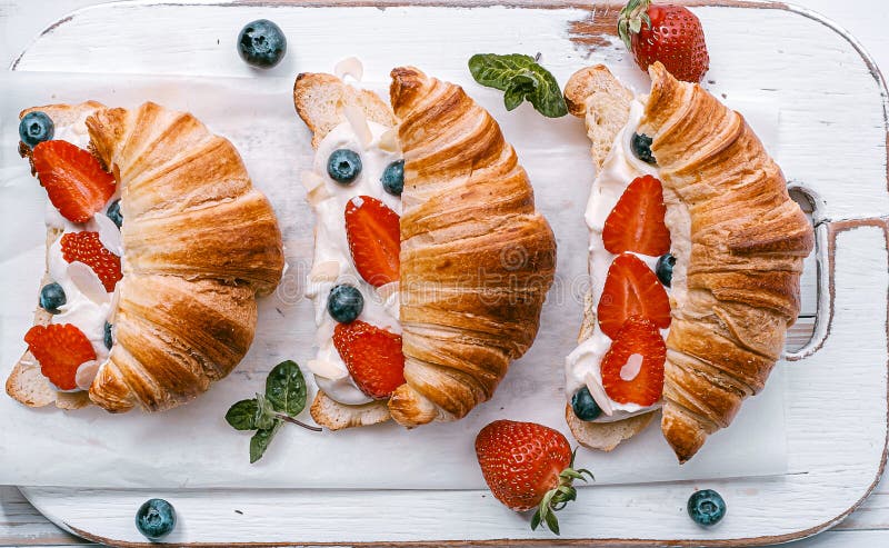 Delicious American Croissants for Breakfast Stock Photo - Image of ...