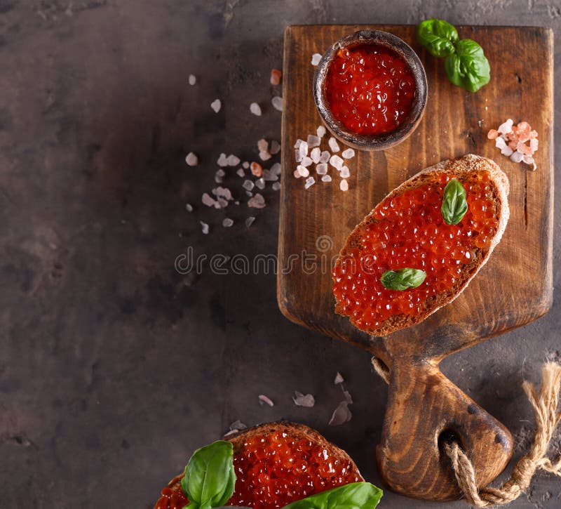 Delicious Appetizer Red Caviar Stock Photo - Image of fish, salmon ...