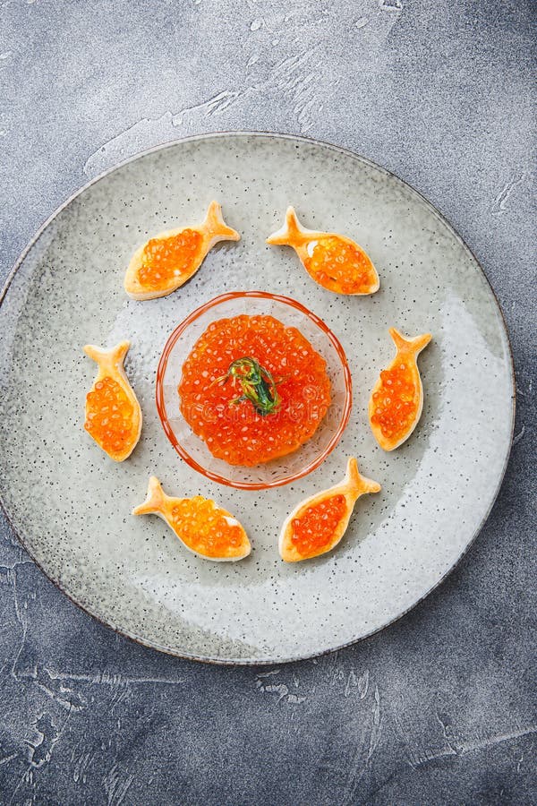 Delicious Appetizer with Red Caviar Stock Image - Image of fresh ...