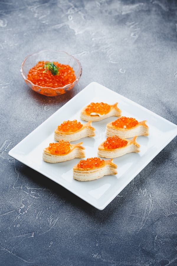 Delicious Appetizer with Red Caviar Stock Image - Image of dish, bowl ...
