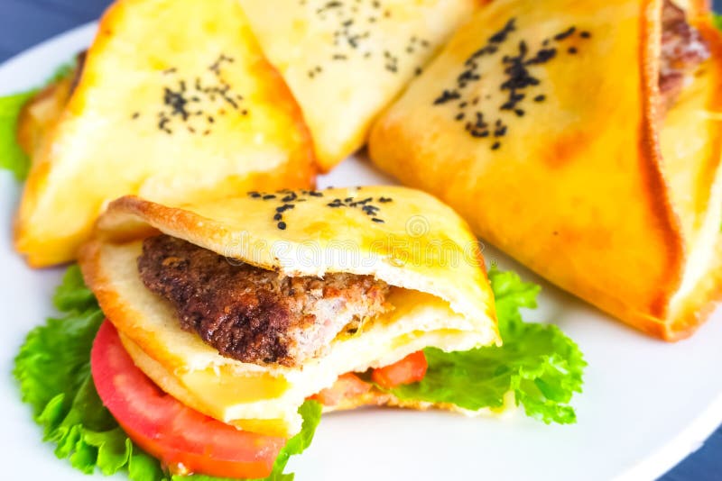 Delicious Appetizing Sandwich, Fast Food Stock Photo - Image of plate ...