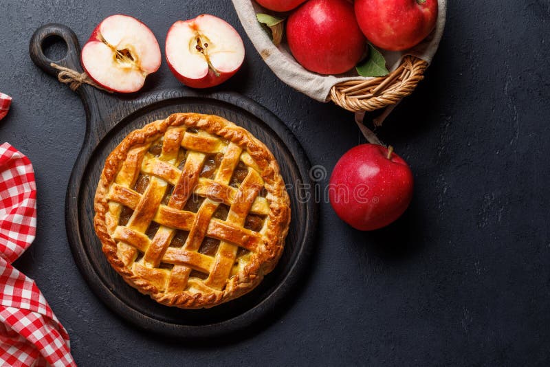 Delicious Apple Pie with Fresh Red Apples Stock Image - Image of sweet ...