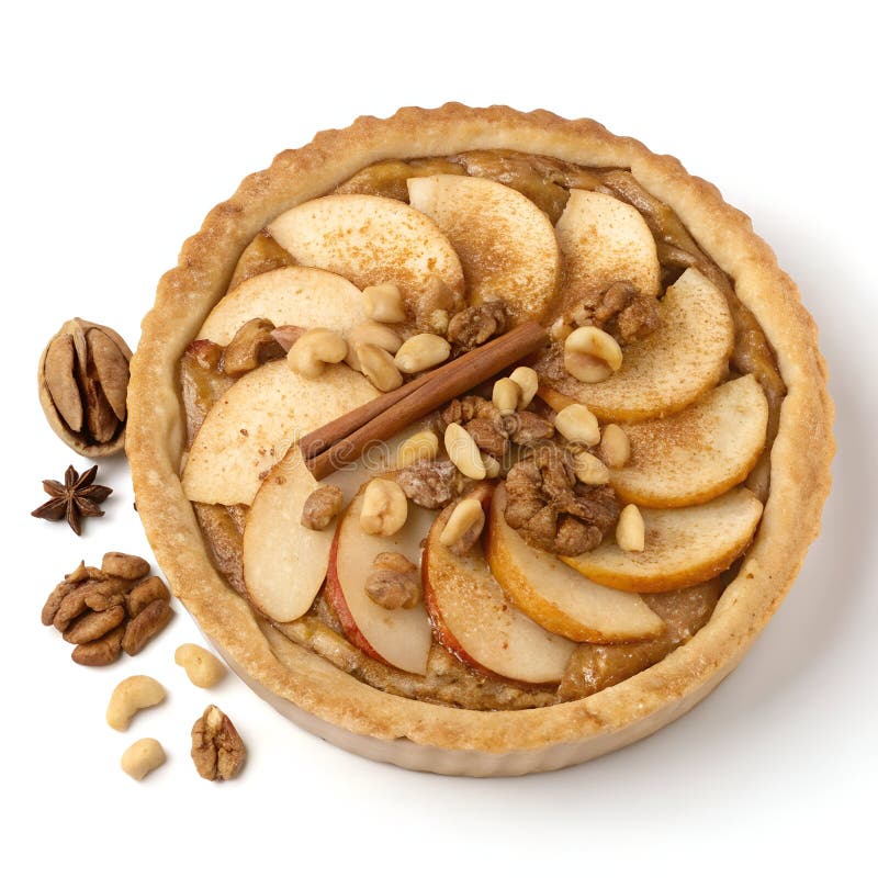 Delicious Apple Pie with Nuts Isolated on White Background Stock ...