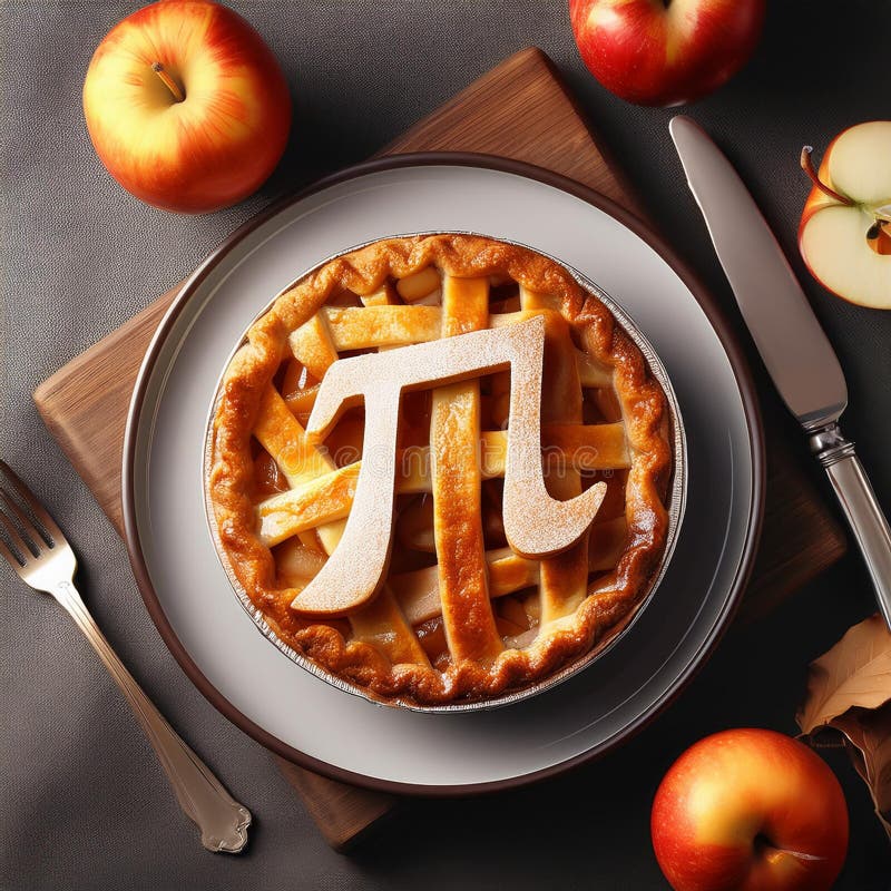 Delicious Apple Pie with Pi Symbol on Dining Table Celebration Stock ...