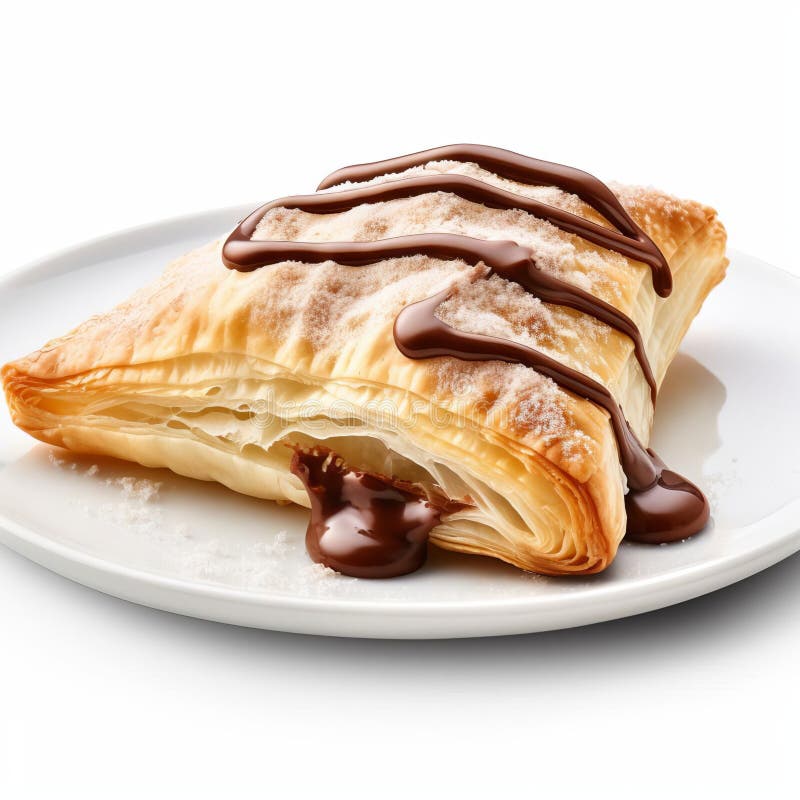 Delicious Apple Turnover with Chocolate on White Background Image Stock ...
