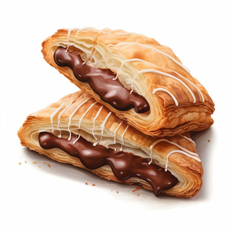 Delicious Apple Turnover with Chocolate on White Background Stock ...