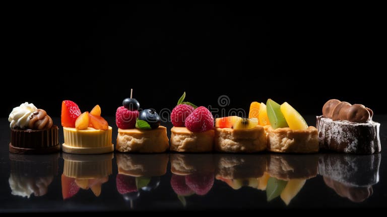 Delicious Array of Assorted Restaurant Desserts Displayed in a Line on ...