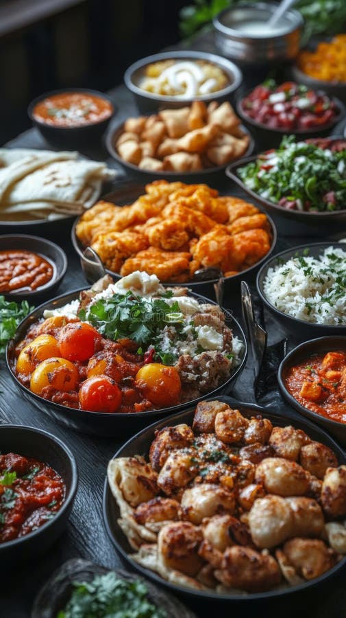 Delicious Array of Diverse Dishes Presented on a Wooden Table for a ...