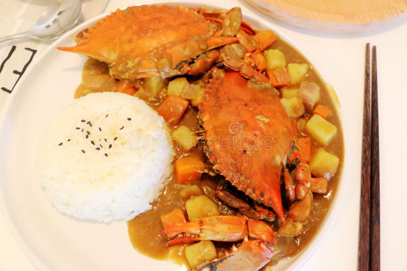 Delicious Asian Style Crab Rice with Vegetables Stock Photo - Image of ...