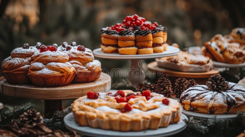 Delicious Assorted Cakes and Pastries Displayed Beautifully Stock ...