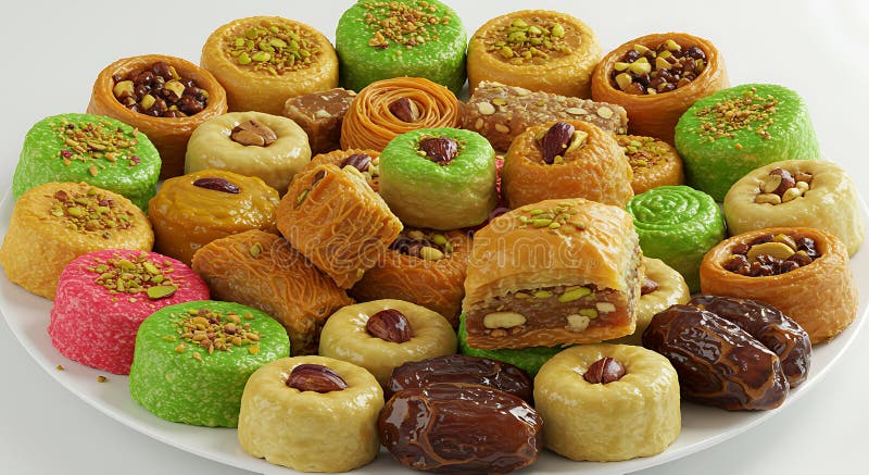 Delicious Assorted Middle Eastern Sweets and Baklava Platter Stock ...