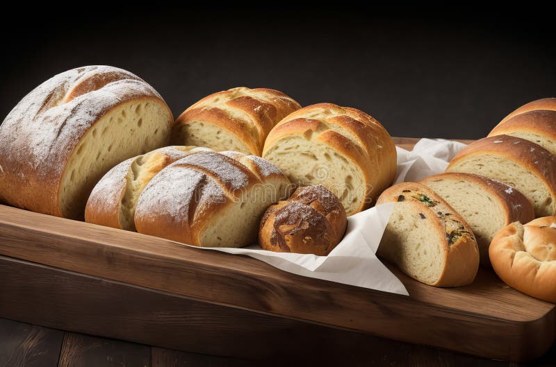 Delicious Assortment of Baked Bread and Rolls on a Rustic Black Bakery ...