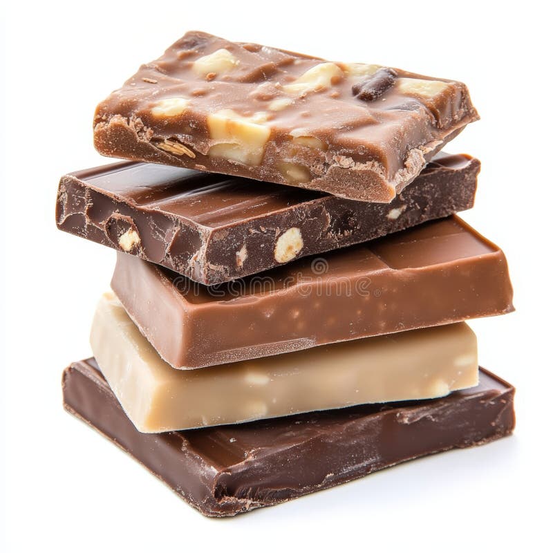 Delicious Assortment of Chocolate Candy Bars on White Background Stock ...