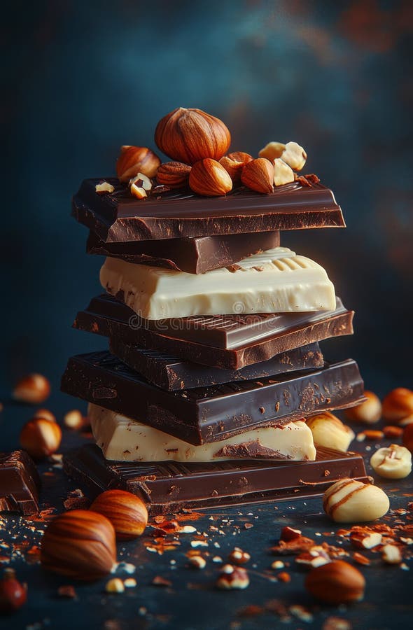 Delicious Assortment of Chocolate and Hazelnuts Arranged Artistically ...