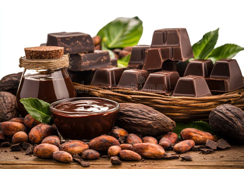 A Delicious Assortment of Chocolate Squares Cocoa Beans and Melted ...