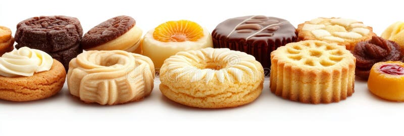 Delicious Assortment of Freshly Baked Cookies and Biscuits Isolated on ...