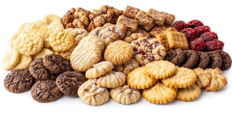 A Delicious Assortment of Homemade Cookies and Biscuits Isolated on a ...
