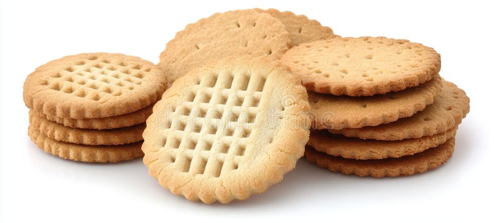 Delicious Assortment of Round Crispy Biscuits with Patterns Isolated on ...