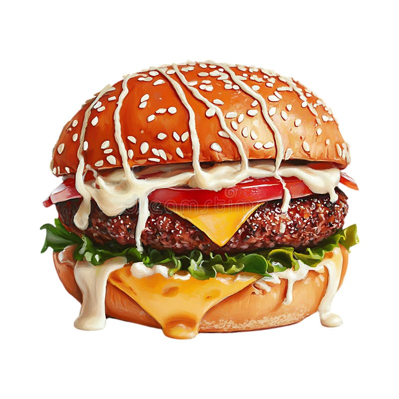 Delicious Bacon Cheddar Burger with Red Onion Against Transparent ...