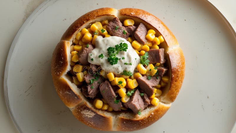Delicious Baked Corn and Beef Stuffed Bread Bowls Recipe - a Culinary ...