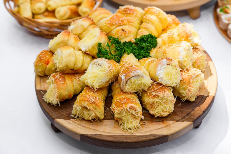 Delicious Baked Roll with Cheese Stock Image - Image of napkin ...