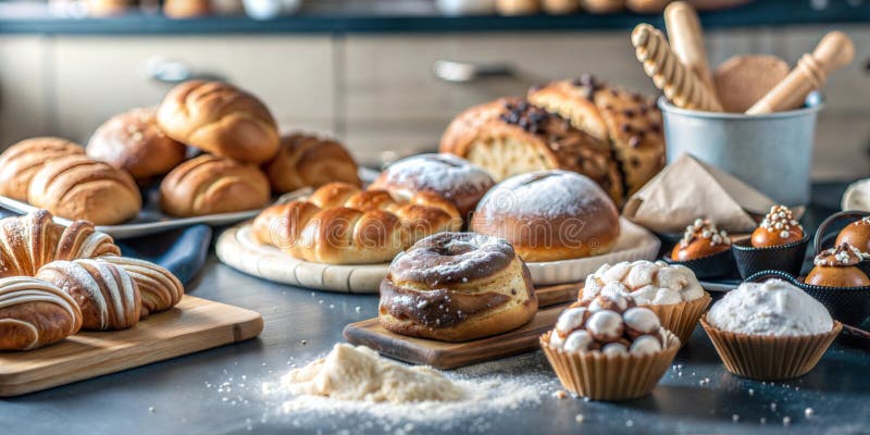 Delicious Bakery Event Banner with Pastries and Flour Stock ...