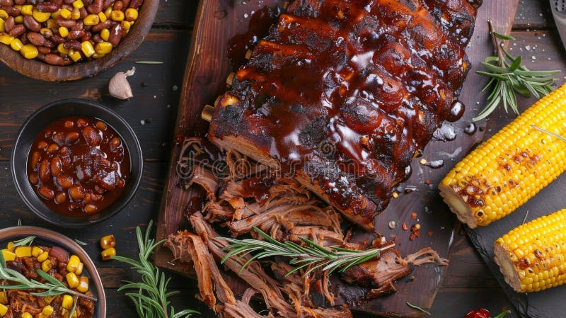 A Delicious Barbecue Feast Complete with Pulled Pork Corn on the Cob ...