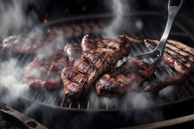 Delicious Bbq Kebab Grilling on Open Grill. Generative AI Stock ...