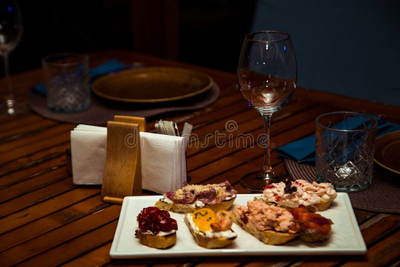Delicious, Beautiful Slicing, Appetizer on the Table in a Restaurant ...