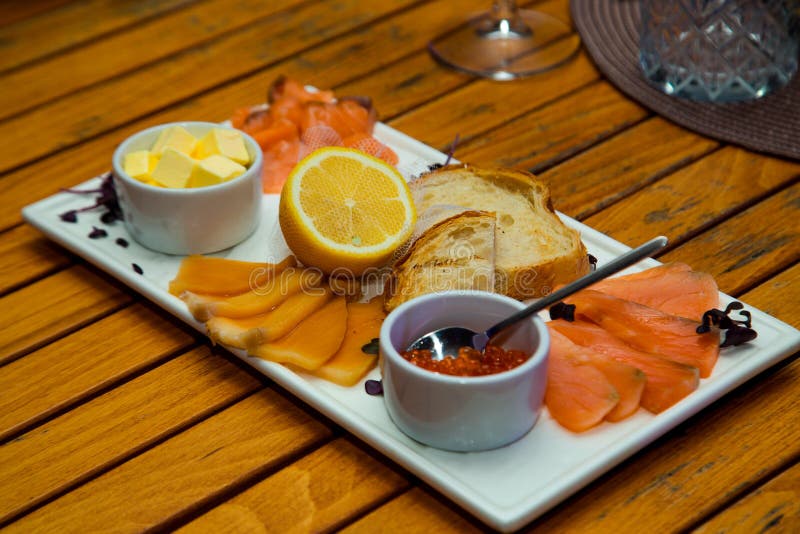 Delicious, Beautiful Slicing, Appetizer on the Table in a Restaurant ...