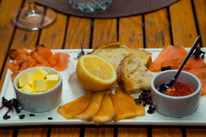 Delicious, Beautiful Slicing, Appetizer on the Table in a Restaurant ...