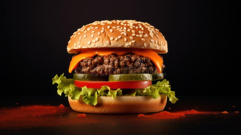 Delicious Beef Burger on Minimalistic Background AI Generated Stock ...