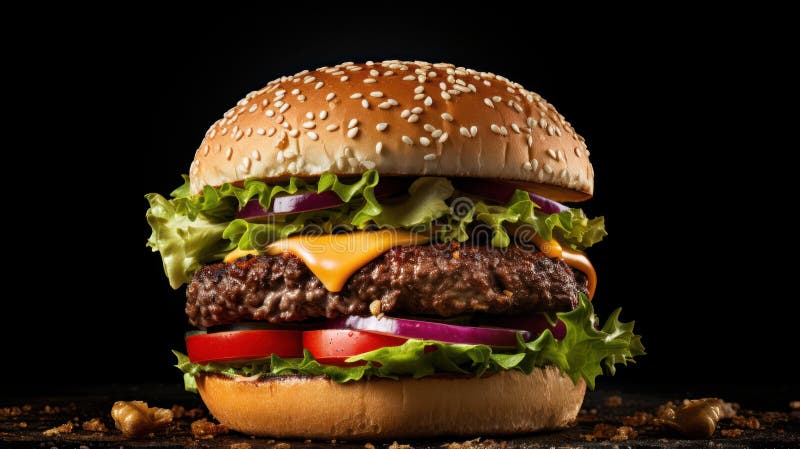 Delicious Beef Burger on Minimalistic Background AI Generated Stock ...