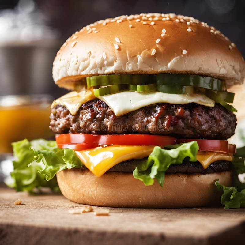 Delicious Beef Cheeseburger Stock Image - Image of breakfast, plte ...
