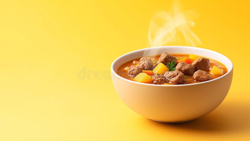 Beef Stew with Vegetables in a Pot on a Wooden Table in the Kitchen ...