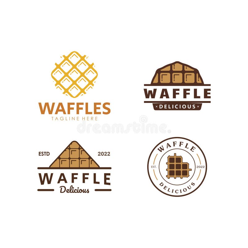 Delicious Belgian Waffle Logo Template Stock Vector - Illustration of ...