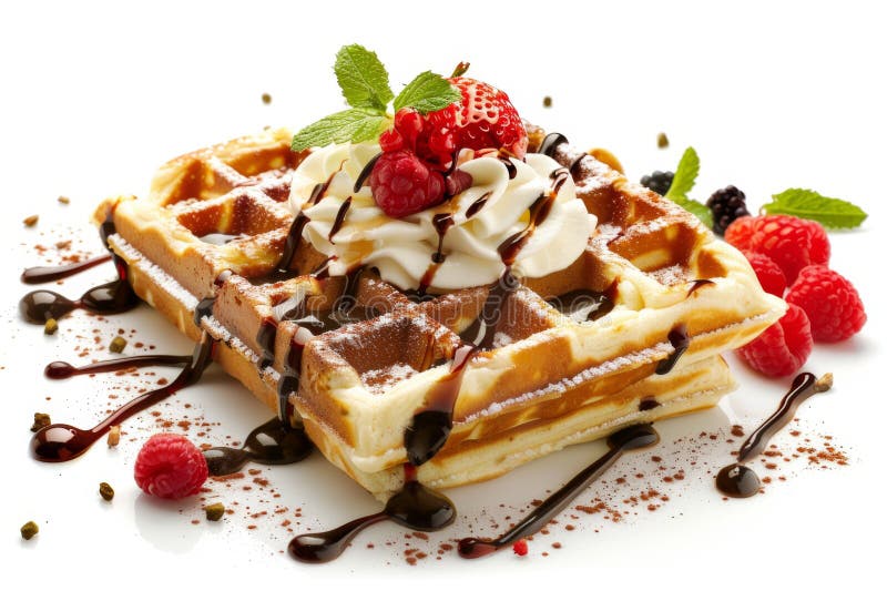 Delicious Belgian Waffles on White Stock Illustration - Illustration of ...