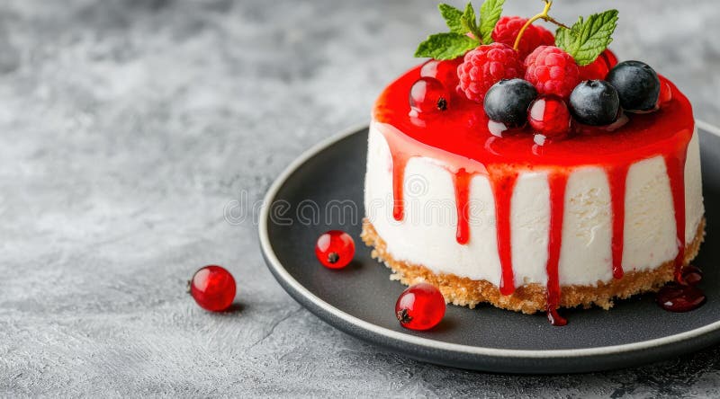 Delicious Berry Cheesecake with Red Drizzle Stock Illustration ...