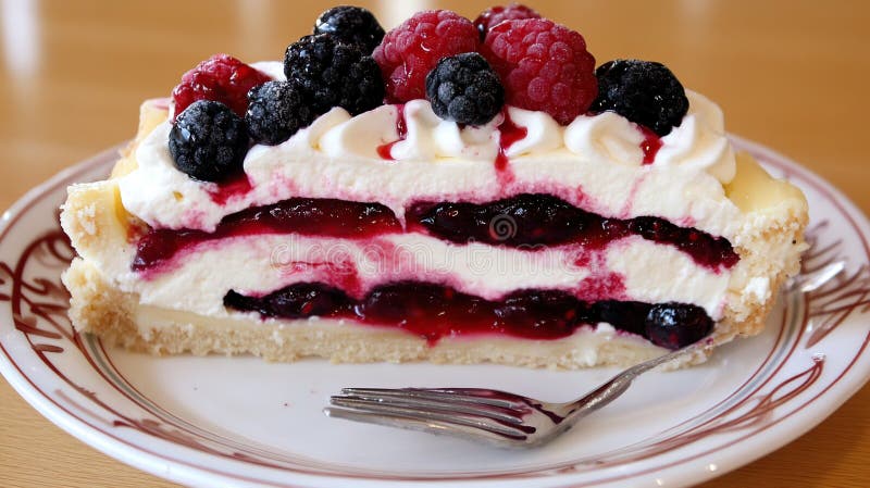 Delicious Berry Cheesecake Slice Cafe Dessert Stock Photo - Image of ...