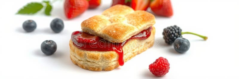 Delicious Biscuit Filled with Fruit Preserves Surrounded by Fresh ...
