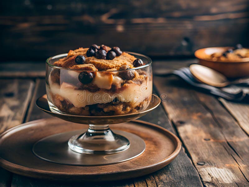 Delicious Biscuit Pudding with Berries Stock Illustration ...