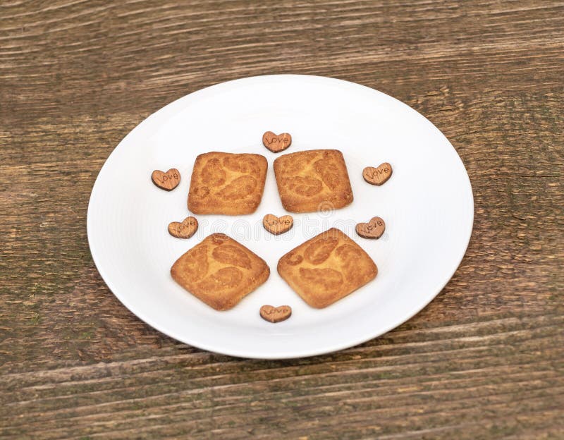 Delicious Biscuits in a Plate, Love Theme Concept Stock Image - Image ...