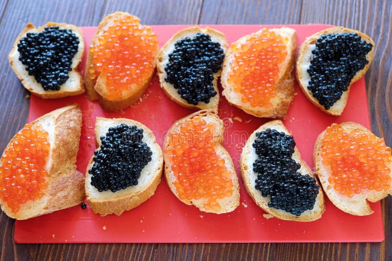 Delicious Black and Red Caviar with Bread Stock Image - Image of fish ...